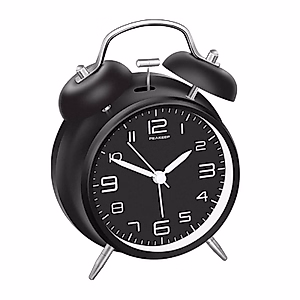 GRFIT Alarm Clock 4 Inch Twin Bell Loud Alarm Clock Metal Frame 3D Dial with Backlight Battery Operate Desk Table Alarm Clock for Home and Office Clock for Bedrooms (Color : 1)