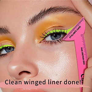 Cilrofelr 4 in 1 Eyeliner Stencils for Hooded Eyes, Reusable Eyeliner Stencils Tool, Multi-purpose Makeup Tool for Winged Eyeliner, Defined Eyebrows, Face Contour and Lip Line - Pink