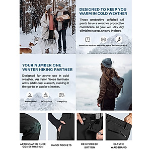 Wespornow Women's-Snow-Ski-Pants Fleece-Lined-Waterproof-Hiking-Pants Softshell Insulated Pants for Winter Outdoor Snowboard (Black, Medium)