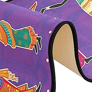 African Girl Women Tribal Purple Runner Area Rug Non Slip Decorative Rug for Hallway Entryway Front Door Bathoom Living Room Home Decor 72x24 inches