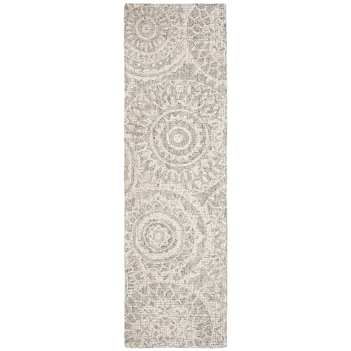 SAFAVIEH Abstract Collection Runner Rug - 2'3" x 12', Ivory & Grey, Handmade Wool, Ideal for High Traffic Areas in Living Room, Bedroom (ABT205B)