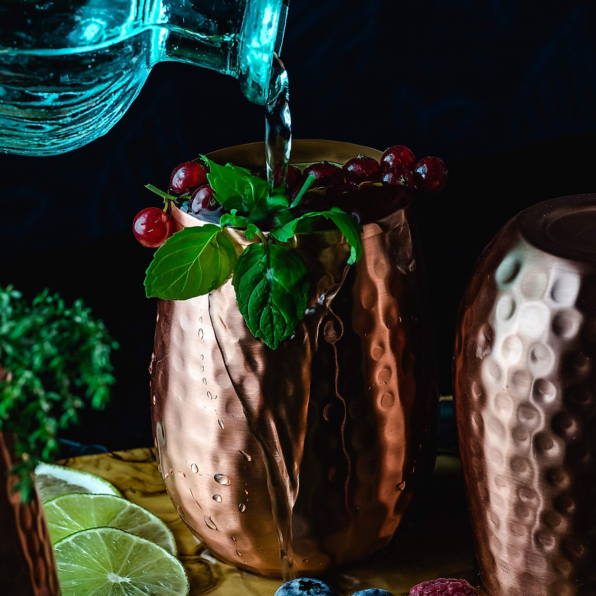 Kosdeg Copper Cups - 16 Oz set of 4 - A Unique Way To Enjoy Wine - The Perfect Pure Copper Tumbler for Water - Copper Drinking Cups Better Than Glasses or Plastic - Moscow Mule Copper Cup For Drinking