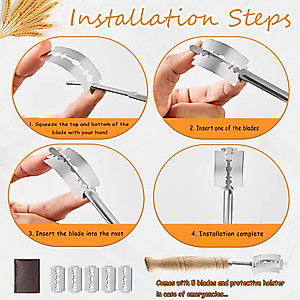 Bread Bow Knife for Homemade Bread - 16" Wooden Sourdough Bread Knife with Bread Lame Tools 5 Replaceable Blades, Premium Stainless Steel for Bagels Baguettes and More - Sourdough Bread Slicer Set