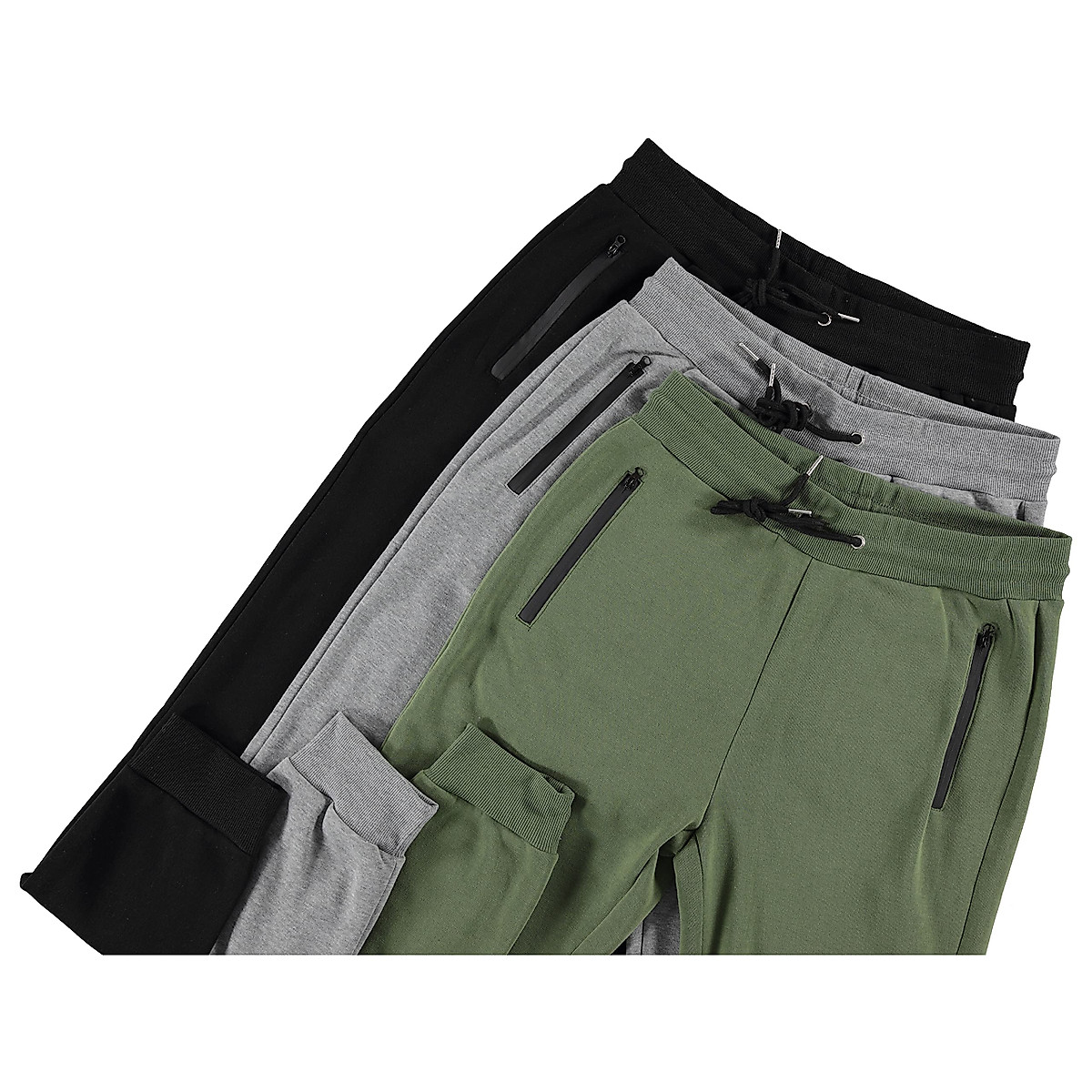 PURE CHAMP Mens 3pk Fleece Workout Jogger Sweatpants for Men Size S-3XL (Small, Set 3)