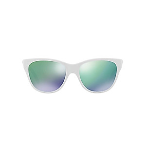 Oakley Women's OO9357 Hold Out Cateye Sunglasses, Polished White/Jade Iridium, 55 mm