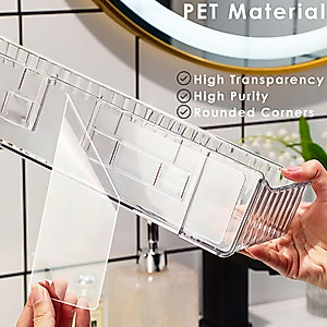 Veefos 2 Pack Hanging Shower Caddy Wall Mounted, Clear Storage Bathroom Shelf Shower Organizer, Self-Adhesive Floating Shelves Wall Makeup Organizer Basket, No Drilling