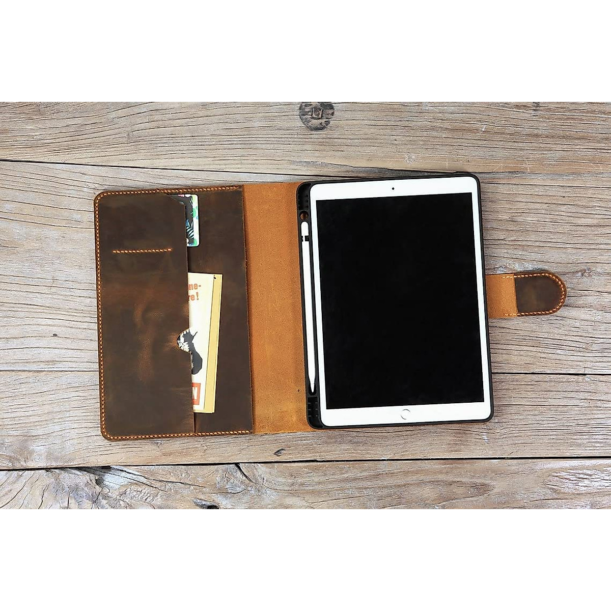 Personalized leather magnetic ipad 12.9 case, brown leather ipad air 4th generation case covers, rustic leather iPad Pro case Y02-IXPMNC (iPad mini 6)