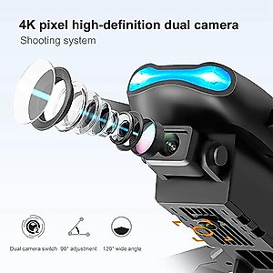 Dual 1080P HD FPV Camera Remote Control Mini Drone - 2.4G WiFi Start Speed Adjustment Altitude Hold Headless Mode Foldable RC Quadcopter Toys Gifts for Adults Beginners Kids (Black)