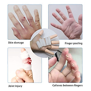 Gel Finger Protectors Finger Caps Silicone Fingertips Protection - Finger Cots Great for Hands Cracking, Eczema Skin,Finger Cracking and Other Finger Pain Relief (20pcs) (Apricot)
