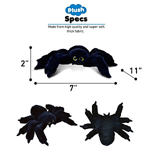 DolliBu Black Spider Plush Toy - Super Soft Spider Stuffed Animal for Boys and Girls, Cute Spider Stuffed Animal, Realistic Stuffed Spider Plush Gift, Spider Decor for Baby, Kids, Adults - 8 Inches