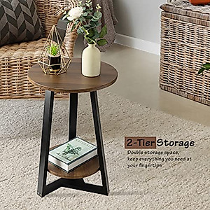 TINSAWOOD Small Side Table, Small End Table for Living Room, Bedroom, Balcony & Small Spaces, Modern Home Decor Round Small Accent Table with Storage Shelf, Easy Assembly