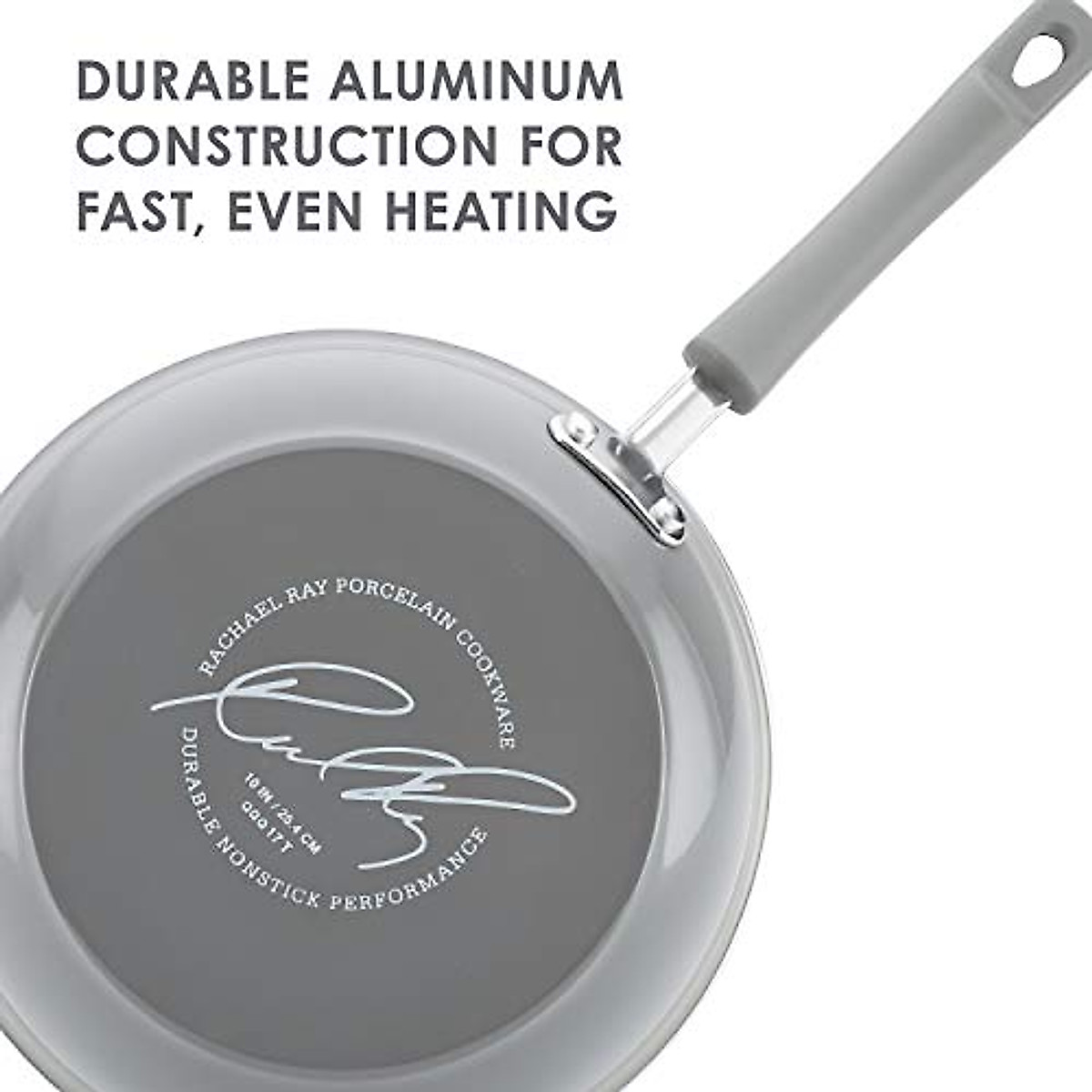 Rachael Ray Brights Nonstick Cookware Pots and Pans Set, Sea -Salt Gray