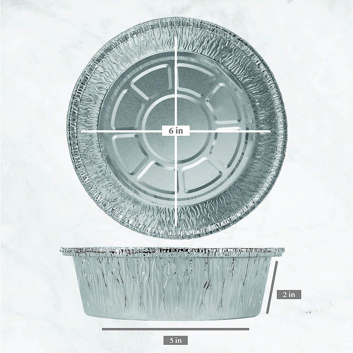 Plasticpro 6'' Inch Round Tin Foil Cake Pans Disposable Aluminum, Freezer & Oven Safe - For Baking, Cooking, Storage, Roasting, & Reheating, Pack of 20