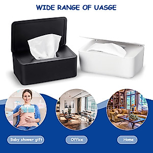 2 Pieces Baby Wipes Dispenser Baby Wipe Case Holder Wet Wipes Storage Box Pouch with Lids Dustproof Wipe Container for Keeping Wipes Fresh for Home Office (Black, White)