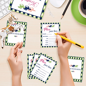 Haooryx 41Pcs Horse Derby Race Betting Cards Party Game Supplies Horse Derby Card for Guess Who Will Win, Play Your Horse Bet Card Win Place Show Ticket Jockey Club Invitation Card Guessing Horse Game