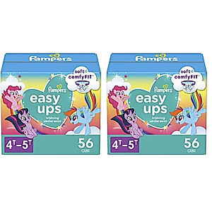 Pampers Easy Ups Training Underwear Girls, 4T-5T Size 6 Diapers, 56 Count (Packaging & Prints May Vary) (Pack of 2)