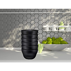 Bruntmor 8 Oz Ceramic Dessert Bowl Set of 6 in Matte Black, 8 Ounces Ceramic Chip and Dip Bowls, Small Ceramic Dish Set for Snacks, Nuts, Chip and Dip at Party, Thanksgiving and Christmas