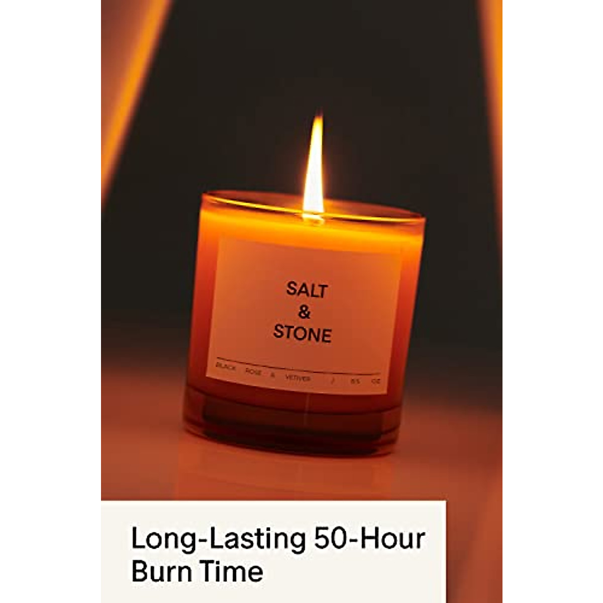 SALT & STONE Black Rose & Vetiver Scented Candle | Hand-Poured, Aromatic & Fragrant | Made with Natural Coconut & Soy Blend Wax | 100% Cotton Wick | Long-Lasting 50 Hour Burn Time (8.5 oz)