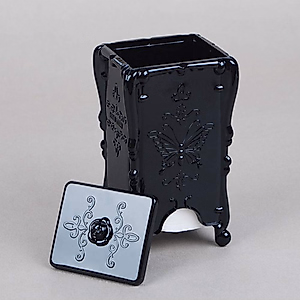 Acrylic Cotton Pads Holder Dispenser Butterfly Pattern Makeup Cotton Pads Case Box Organizer with Lid Container for Storage Nail Remover Pads Beauty Tools, Black