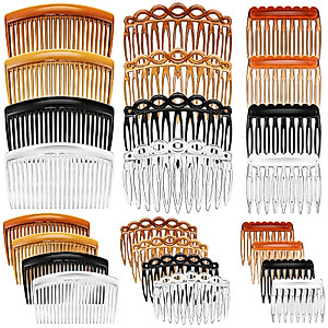 24 Pieces French Hair Side Combs Set Plastic Twist Comb Hair Clip Accessories for Women(9 Teeth Side, 11 Teeth Side, 23 Teeth Side)
