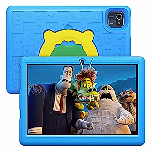 AMIAMO Tablet for Kids 10 Inch, Android 12 1280 * 800 Display 5000mAh Kidoz Pre Installed Parental Control Learning, 32GB ROM Quad Core Processor Wi-Fi Bluetooth Kid-Proof Case, Blue (AMM10062)