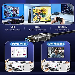 Ablink Certified 8K HDMI Cable 2.1 48Gbps 50FT, Ultra High Speed Fiber Optic HDMI Cable for HDR HDCP2.3 eARC 8K60Hz, 4K 120Hz Compatible with PC HDTV Projector, Xbox Series, in Wall CL3 rated