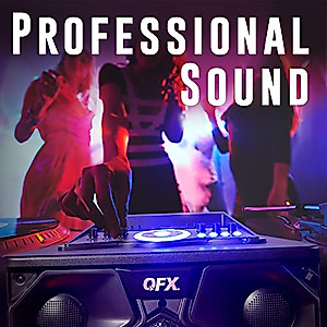 QFX E-1500 Professional Large Bluetooth Speakers | Portable PA Speaker System | Dual 15” Woofers, 1.5” Tweeter, and Party Lights