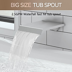 HomGoo Shower System with Tub Spout, Wall Mounted Tub Shower Faucet Set for Bathroom with High Pressure 10'' Rain Shower Head and Handheld Shower head Set, Brushed Nickel