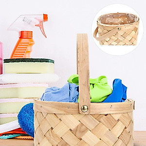 SEWACC Handmade Rattan Storage Container Woven Storage Basket with Handle Seagrass Storage Basket Portable Flower Basket for Home Camping Wedding (Medium)