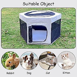 Hamiledyi Portable Pet Playpen Medium Size Foldable Bunny Playpens Outdoor Small Pet Cage Tent for Kitten Puppy Guinea Pig Rabbits Hamster Chinchillas（Grey）