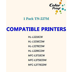 ColorPrint Compatible TN227 Toner Cartridge Replacement for Brother TN-227 TN-227M TN223 Work with MFC-L3770CDW MFC-L3750CDW HL-L3230CDW HL-L3290CDW HL-L3210CW HL-L3710CW Printer (1-Pack, Magenta)
