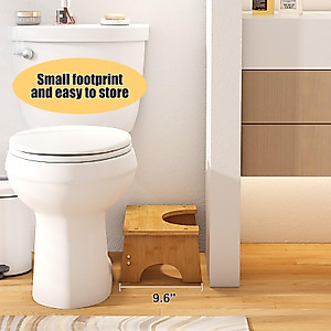 Bamboo Toilet Stool Poop Stool for Adults, Step Stool,Poop Stool for Bathroom, Waterproof and Non Slip Squat Stool Adult Bamboo Toilet Stool (6.7‘’H)