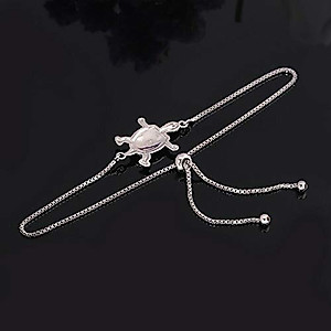 CiNily Sea Turtle Bracelet 18K White Gold Plated White Fire Opal Adjustable Bracelet for Women Jewelry Gift
