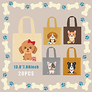 BANBALLON 20 PCS Dog Party Favor Bags Puppy Non-Woven Gift Bags Treat Gift Bags For Kid Birthday Party Dog Theme Party Baby Shower Goodie Bags Supplies