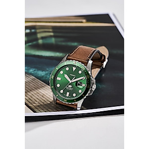 Fossil Men's Fossil Blue Quartz Stainless Steel and Leather Three-Hand Watch, Color: Silver, Sand (Model: FS5946)