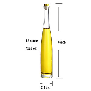 Maypink Clear Glass Bottle 6 Pack 12 oz (375 ml) with Cap Hot Sauce Oil Jam for Beverages Oils Kombucha Kefir Vinegar Beer Airtight Caps and Leak Proof Lids Shrink Film