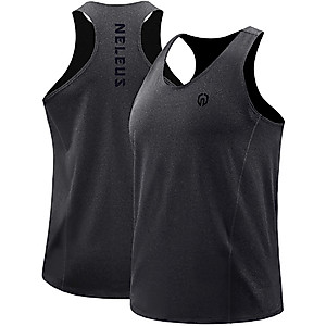 NELEUS Men's 3 Pack Running Tank Tops Dry Fit Muscle Athletic Workout Shirts,5069,Grey Black,Light Grey,Red,US XL,EU 2XL