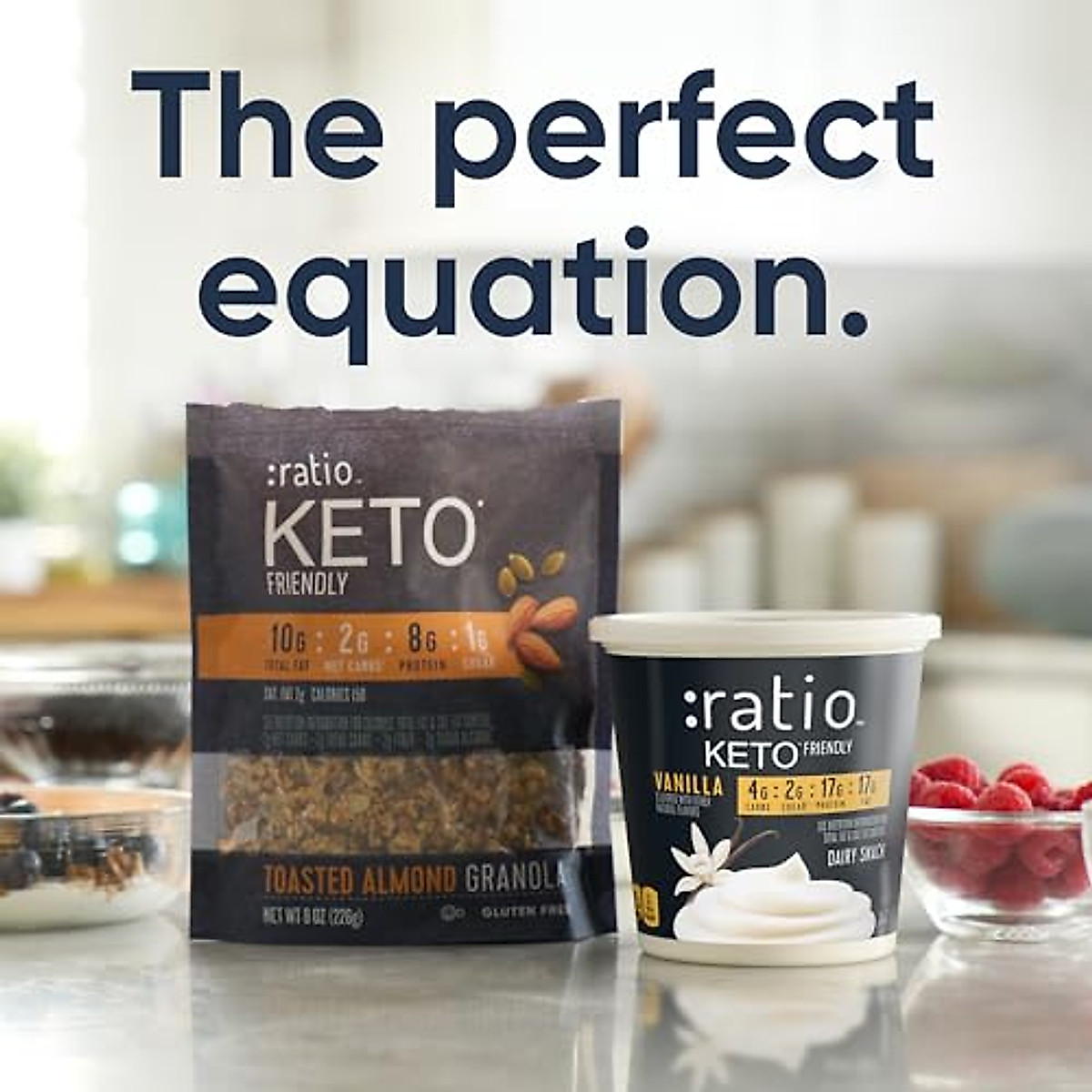Ratio Toasted Almond Granola Cereal, 2g Sugar, Keto Friendly, 8 OZ Resealable Cereal Bag