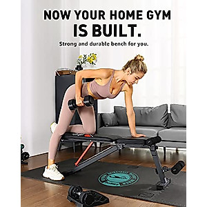 FLYBIRD Adjustable Weight Bench, Workout Benches for Home Gym, Sturdy Durable Comfortable Bench for Dumbbell Exercise Full Body Workout