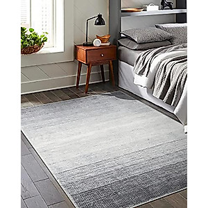 Wonnitar Modern Ombre 5x7 Grey Rugs for Living Room,Washable Large Bedroom Area Rug,Non-Slip Stain Resistant Dining Table Throw Mat,Non-Shedding Abstract Carpet for Entry Basement Dorm