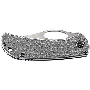 CRKT Chehalem EDC Folding Pocket Knife: Everyday Carry, Clip Point Plain Edge Blade with Satin Finish, Thumbstud Open, Frame Lock, Stainless Steel Handle with Hammer Finish 6540