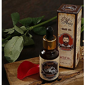 Captain Thug Medieval Beard Oil Conditioner – Ultra Premium Ayurveda – 9 Essential Oils – Softens, Smooths & Strengthens Beard Growth – Grooming Beard and Mustache Nourishment Treatment – 1 fl. oz.