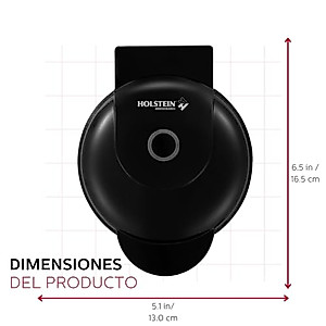 Holstein Housewares Personal/Mini Waffle Maker, Non-Stick Coating, Black - 4-inch Waffles in Minutes, Ideal for Breakfast, Brunch, Lunch or Snacks
