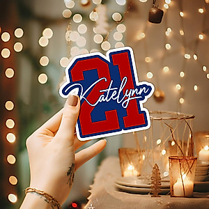 Custom Name Number Sticker Personalized Name for Hard Hat Stickers Softball Baseball Helmet Decal Vinyl KissCut Sticker Water-Resistant Gift Idea Laptop Decor Water Bottle Bumper Stickers Gifts Idea