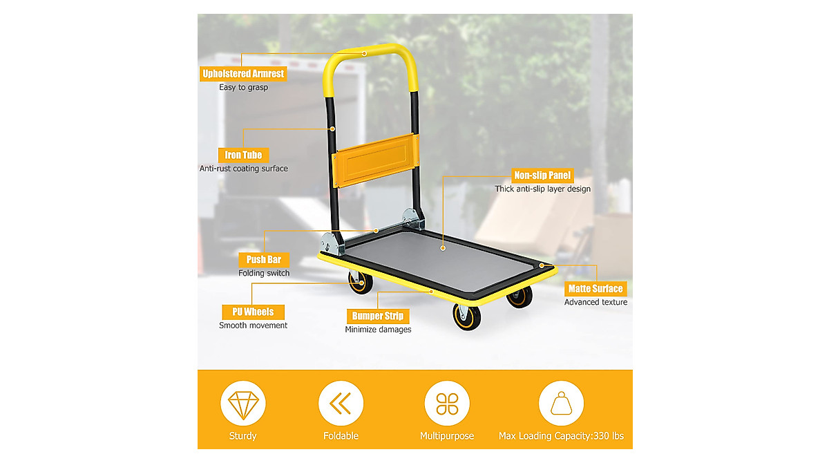 Goplus Folding Platform Cart - 330LBS Heavy Duty Dolly