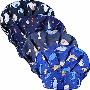 4Pcs Adjustable Working Cap with Buttons Elastic Bouffant Hats Head Scarf with Sweatband for Women Men (Color 5)