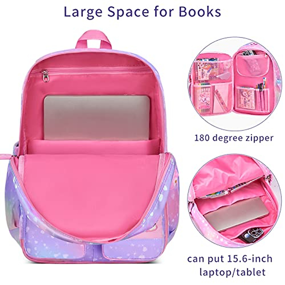 Youngsing Backpack for Girls Kids Backpack Elementary School Primary School Bag (Purple)