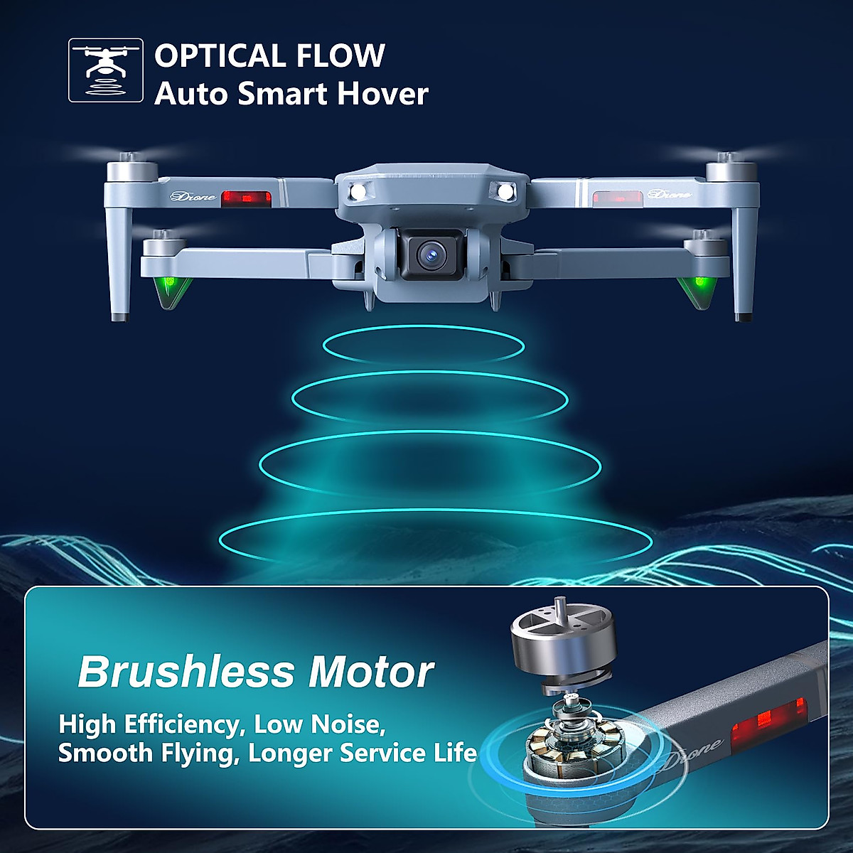 Brushless Motor Drone with Dual Camera Real 1080P WiFi RC Quadcopter Remote Control Airplanes Long Range FPV Plane Gift for Adults Kids Beginner, 2 Batteries 34 Mins Flight Time,Speed Adjustment,Waypoints,Gesture Selfie,Auto Hover