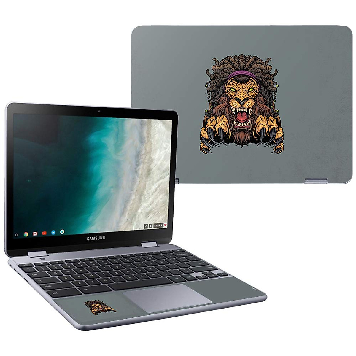 MightySkins Skin Compatible with Samsung Chromebook Plus LTE (2018) - Lion Dreadlocks | Protective, Durable, and Unique Vinyl wrap Cover | Easy to Apply, Remove, and Change Styles | Made in The USA