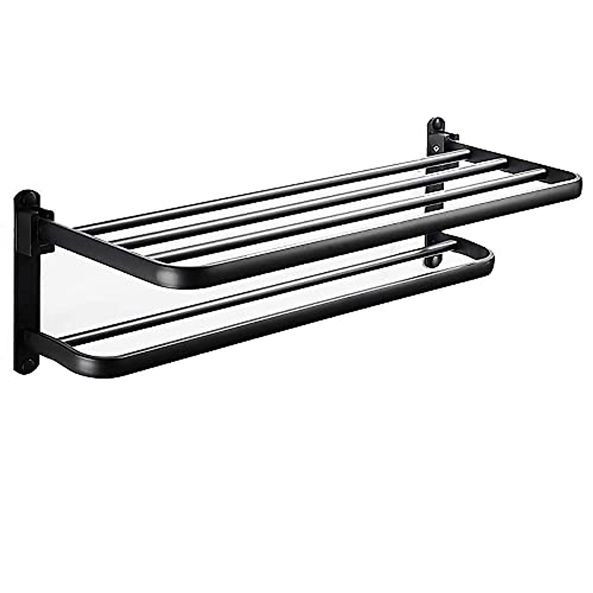 OMOONS Bathroom Towel Rack Storage Organizer Hanger Towel Bar Space Aluminum Wall Mount, Polished Finish